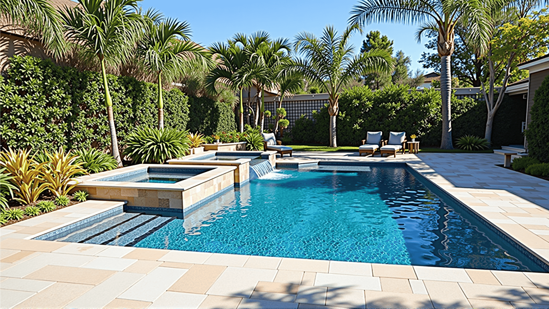 Rectangular Pool & Spa - Designer Custom Pools